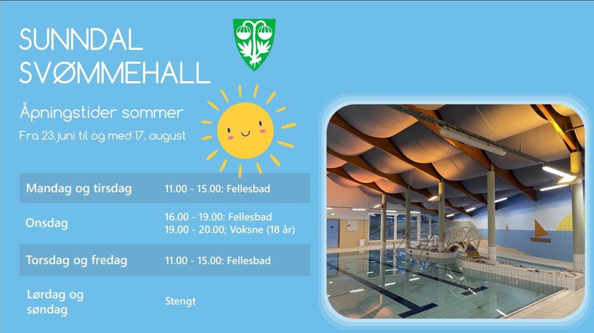 Åpningstider Sunndal svømmehall sommeren 2025 - Sunndal kommune